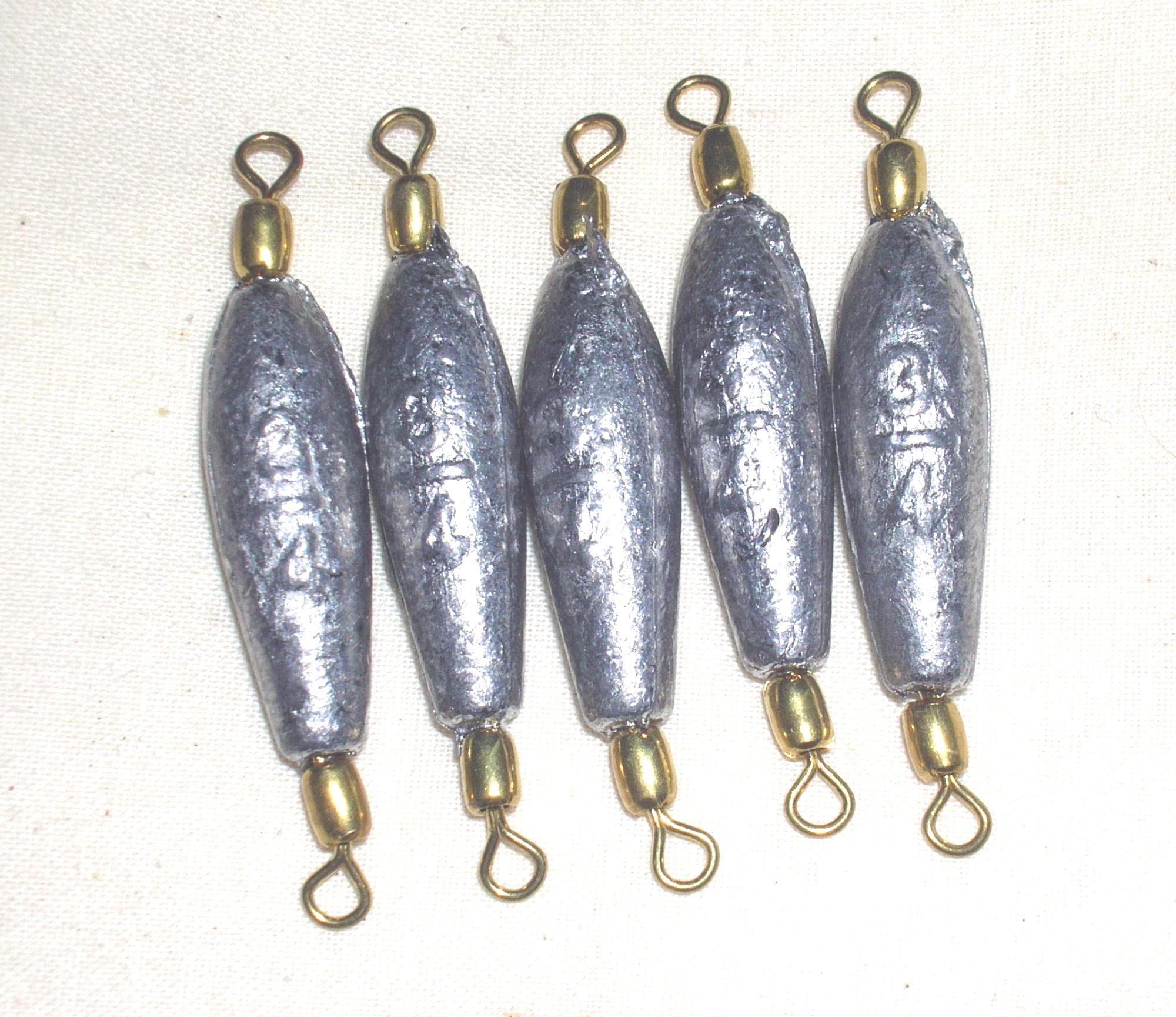 3/4 Oz Torpedo in Line Trolling Sinkers W/brass Swivels FISHING 5 per ...