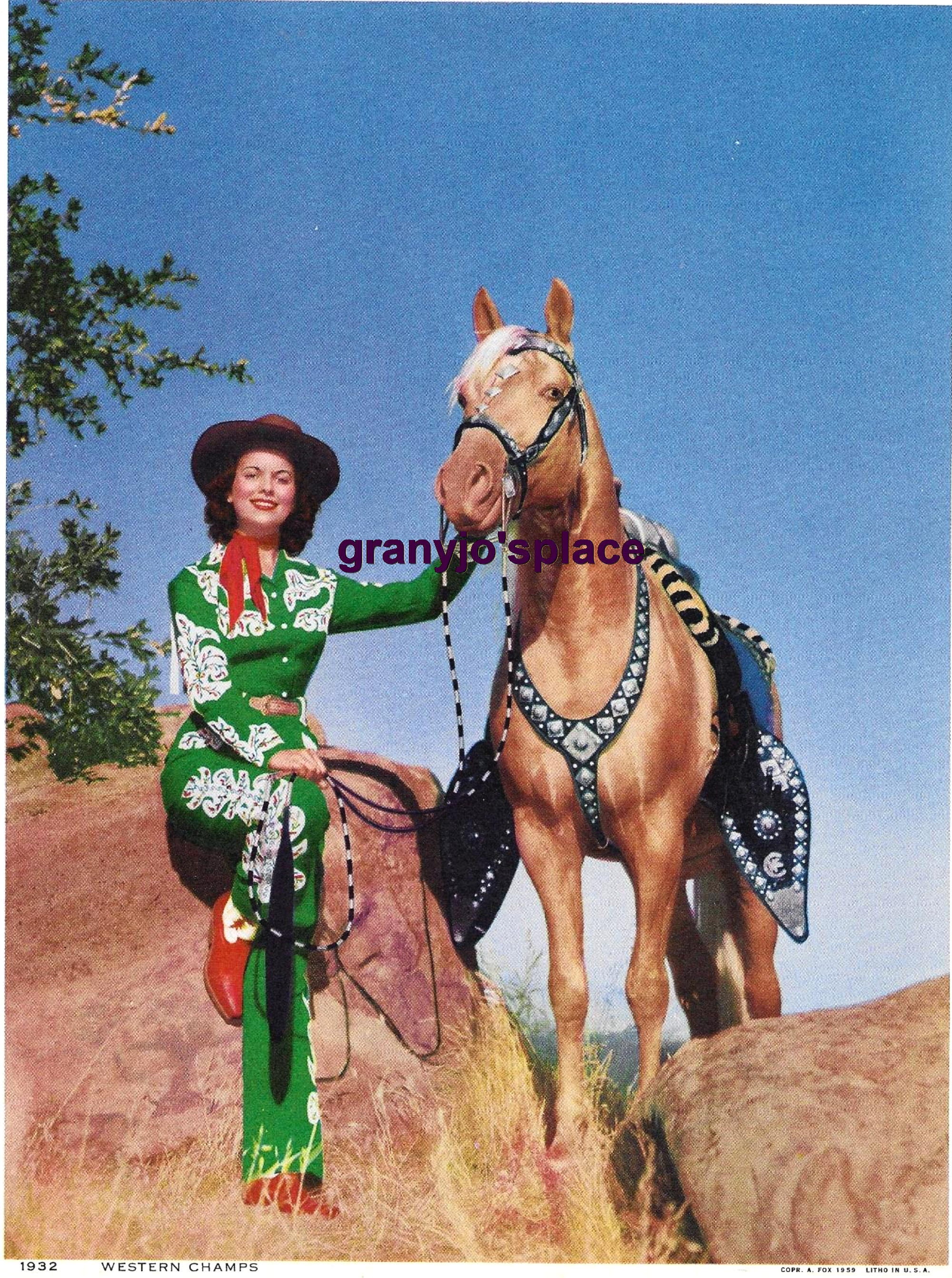 1959 Calendar Art Lithograph, Western Champs, Published by Atkinson Fox ...