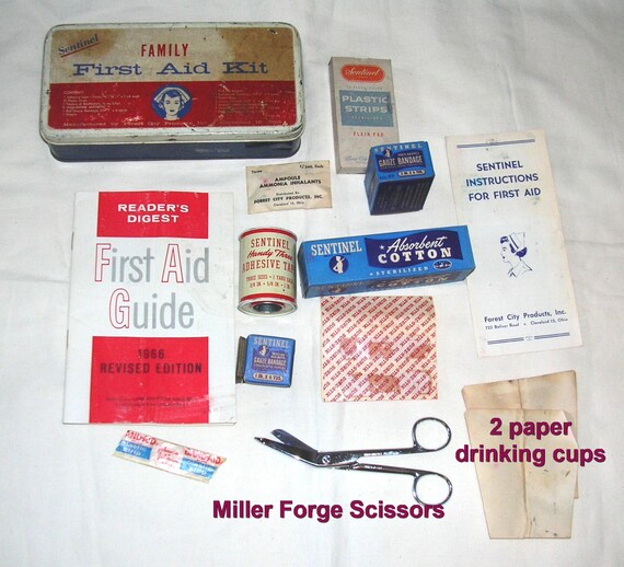 Vintage 1960's Sentinel Family First Aid Kit/ Metal B… - Gem