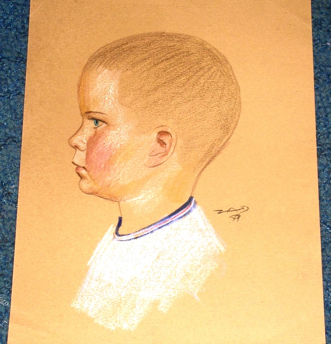 Original 1959 Young Boy Chalk Portrait by Atlantic City Boardwalk ...