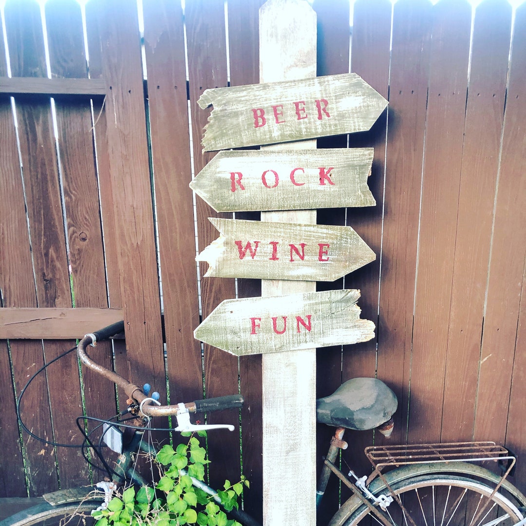 Recycled Wood Arrow Directional Sign, Arrow Signpost, Rustic Arrow Sign ...