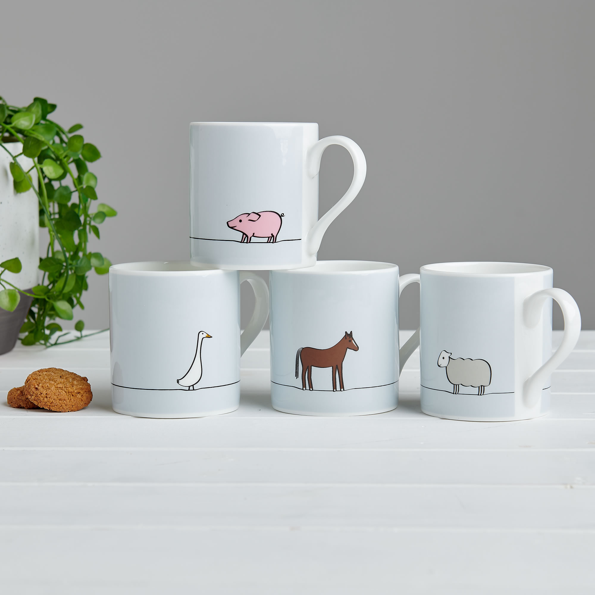 Farm Collection Mugs Set of Four Fine Bone China Mugs | Etsy