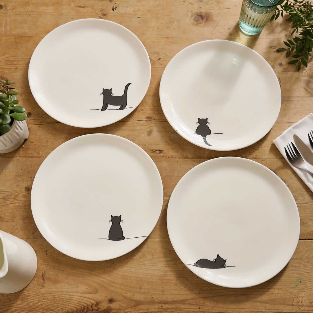 Cat Collection Dinner Plates Set of Four, 10inch, Fine Bone China ...