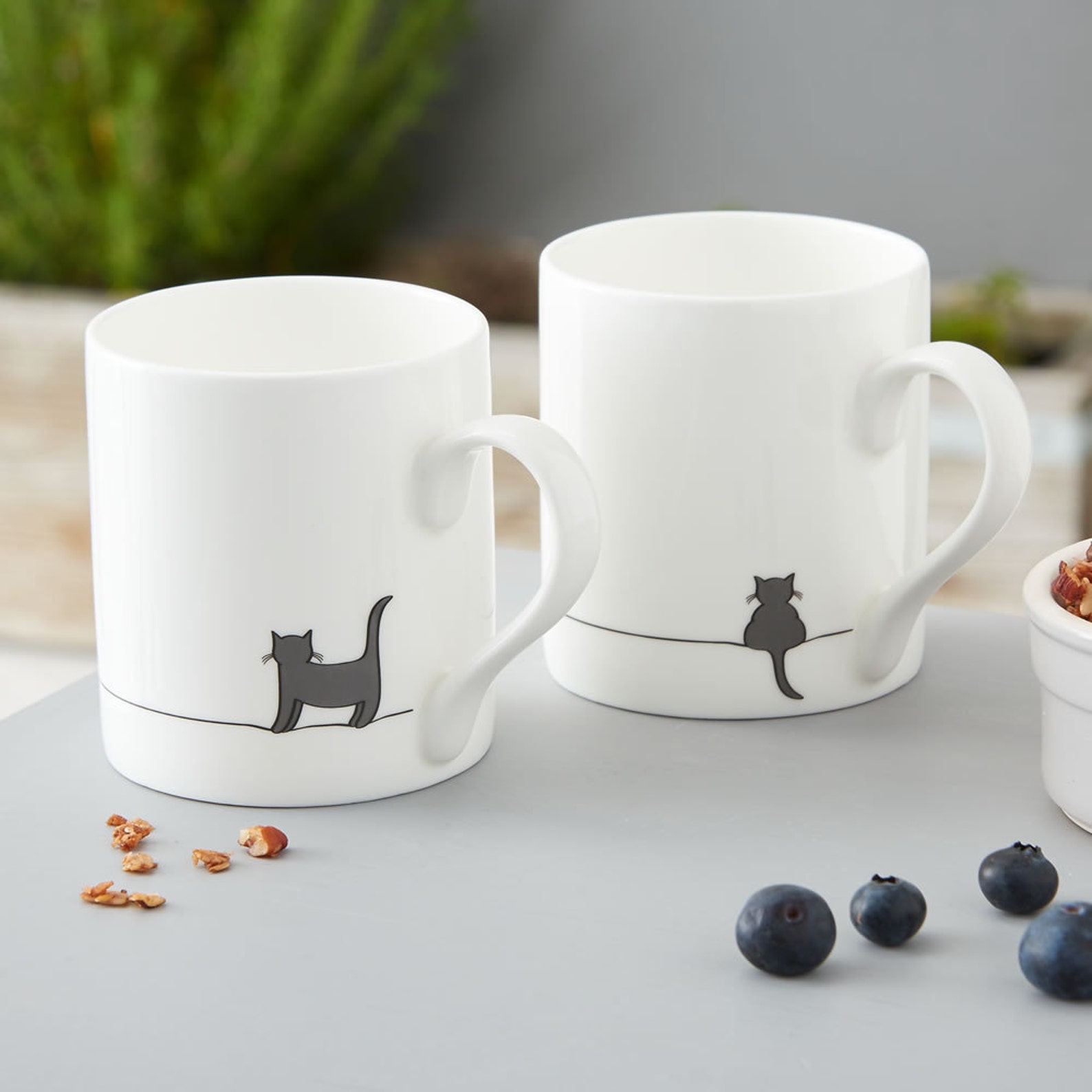 Cat Lover Mug Set 2 Fine Bone China Mugs With Standing Cat - Etsy UK