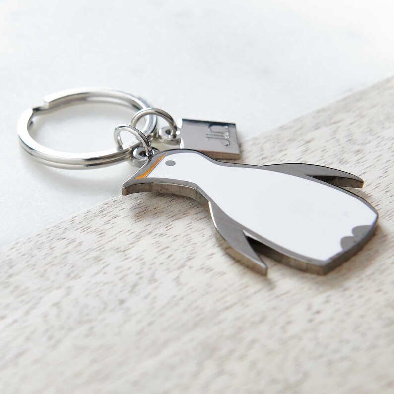 Penguin Keyring Penguin Black Nickel Plated Keychain Penguin - Etsy