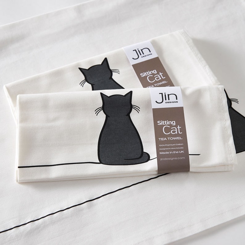 Sitting Cat Tea Towel Cat Lover Gift Cat Decor Cat Kitchen | Etsy UK