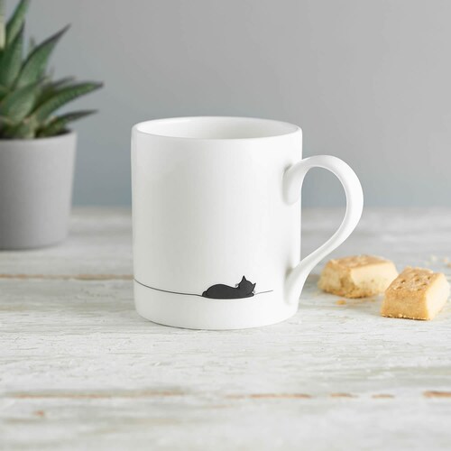 Sitting Cat and Sleeping Cat Mug Set of Two Fine Bone China | Etsy