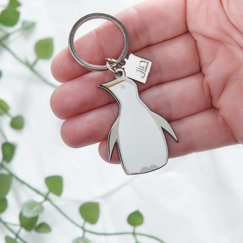 Penguin Keyring Penguin Black Nickel Plated Keychain Penguin - Etsy