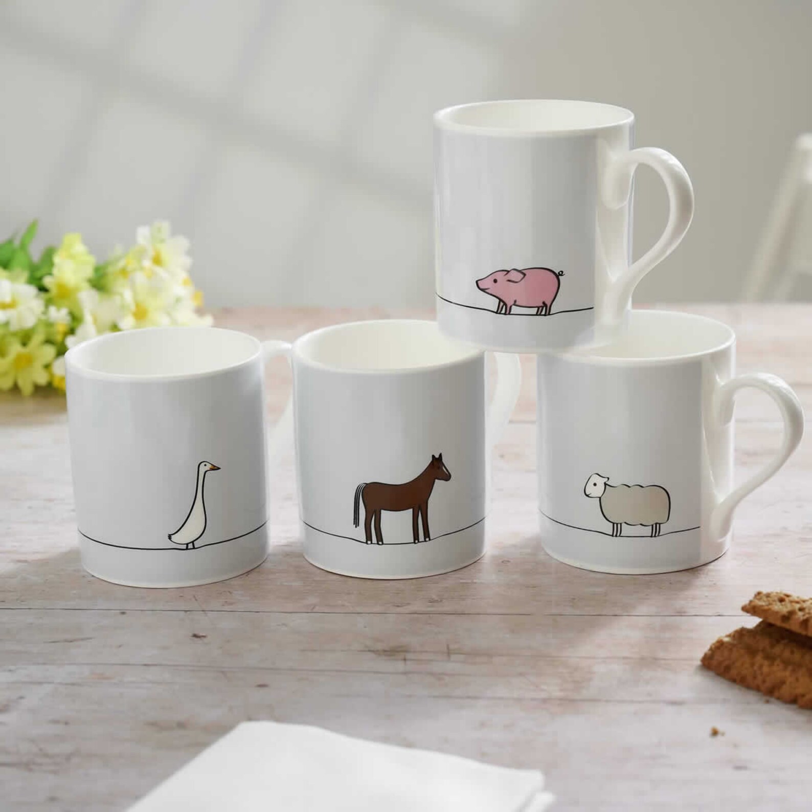 Farm Collection Mugs Set of Four Fine Bone China Mugs - Etsy