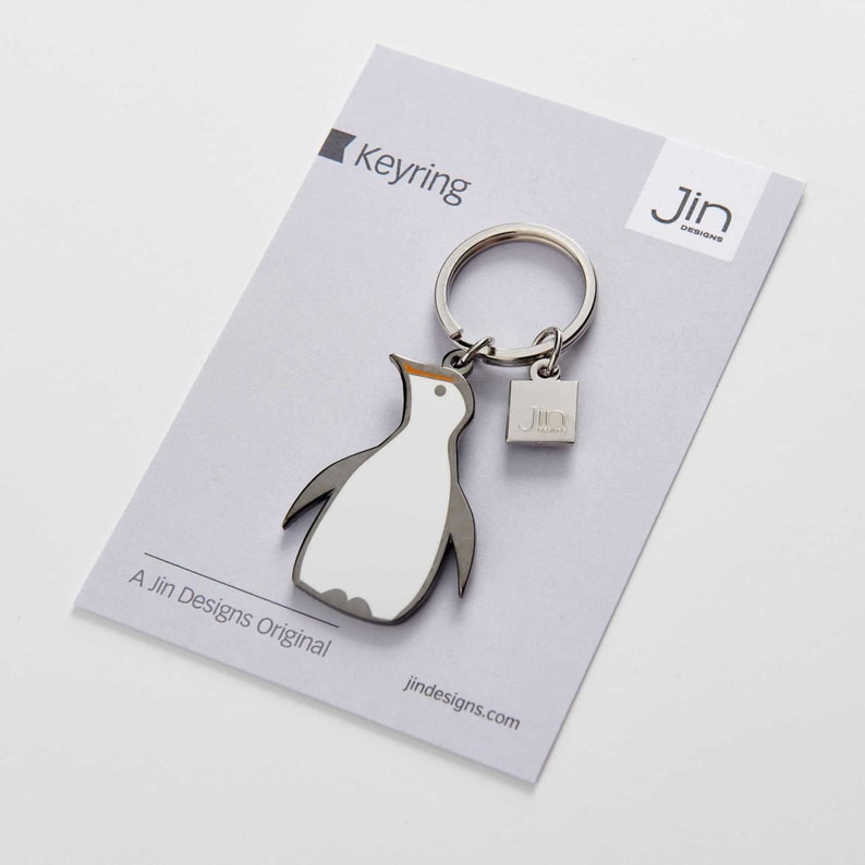 Penguin Keyring Penguin Black Nickel Plated Keychain Penguin - Etsy