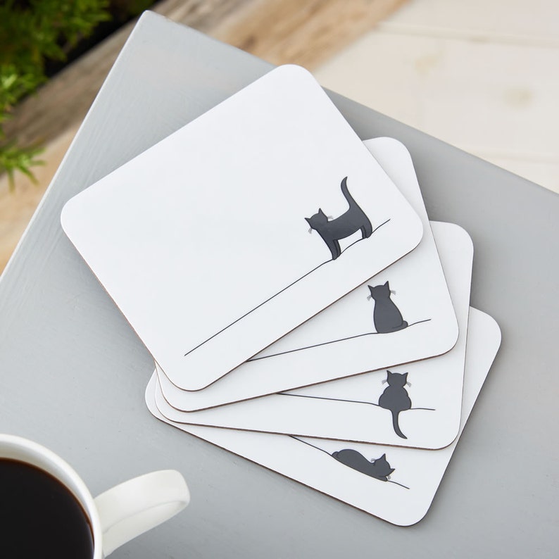 Cat Coasters Set of Four Gift for Cat Lovers Cat Gift - Etsy