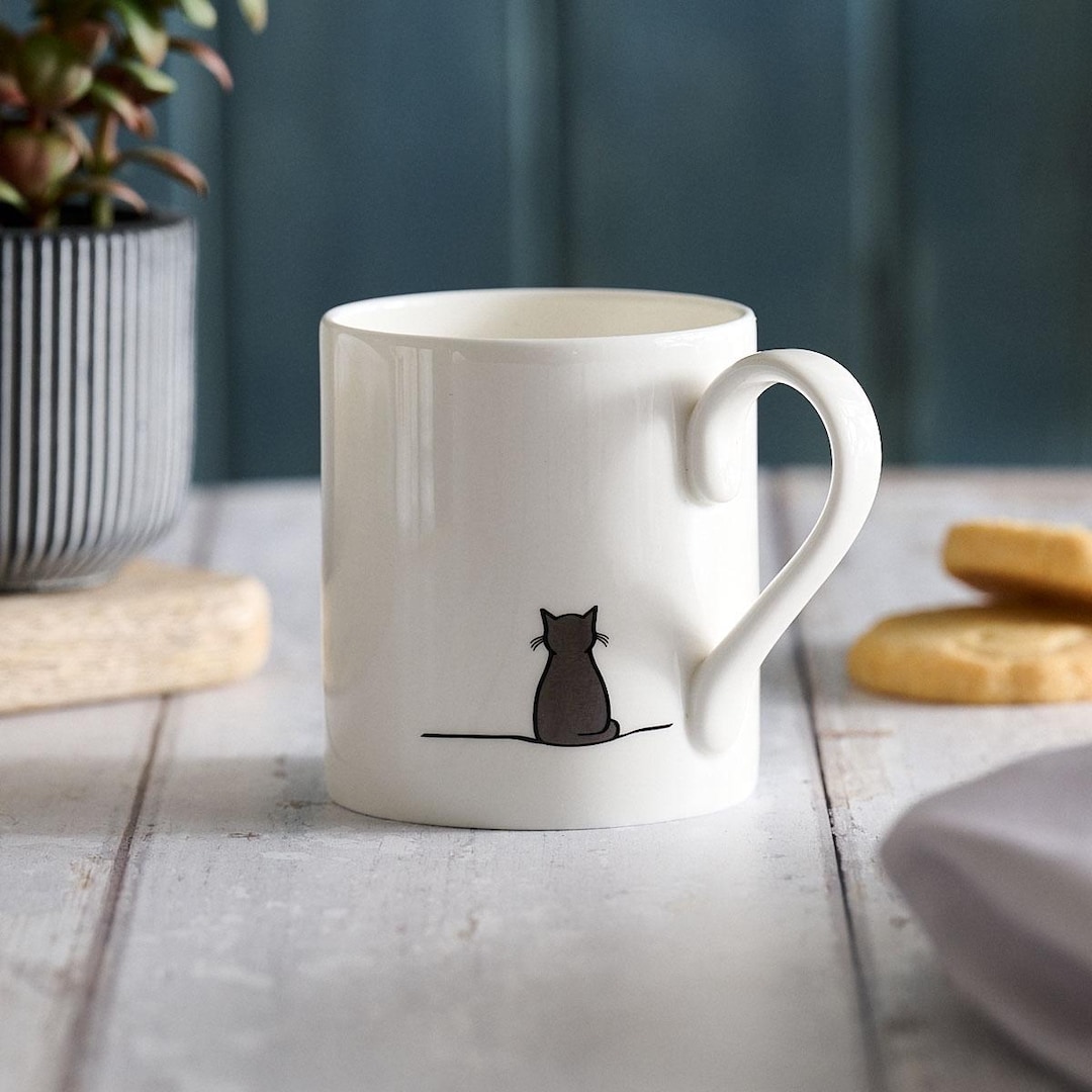 Sitting Cat Mug, Fine Bone China, Luxury Cat Lover Coffee Mug, Gift for ...