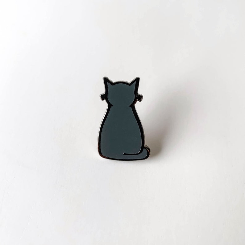 Sitting Cat Enamel Lapel Pin, Black Nickel Plated - Etsy