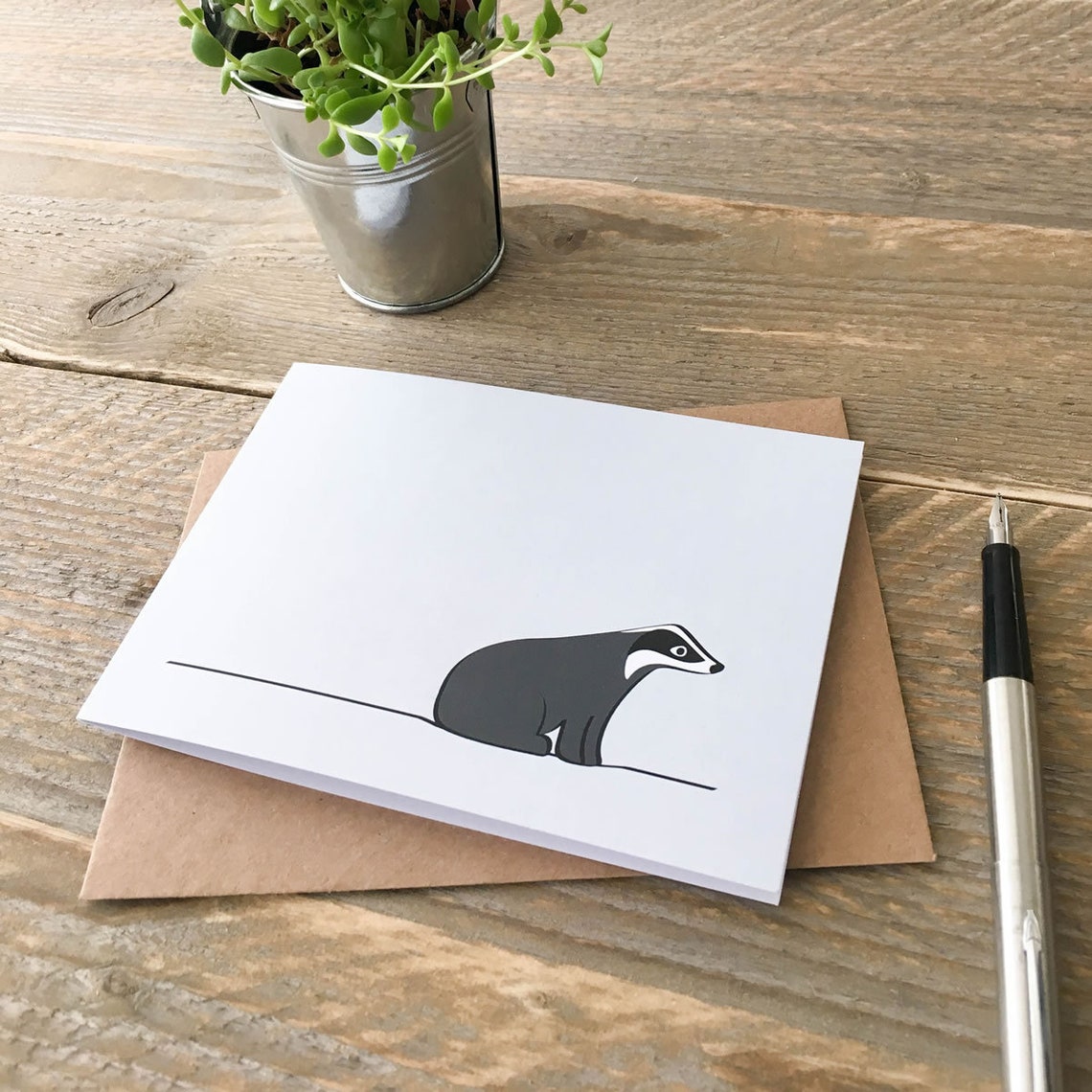 Badger Cards Pack of Four Badger Lover Cards Blank Greeting | Etsy