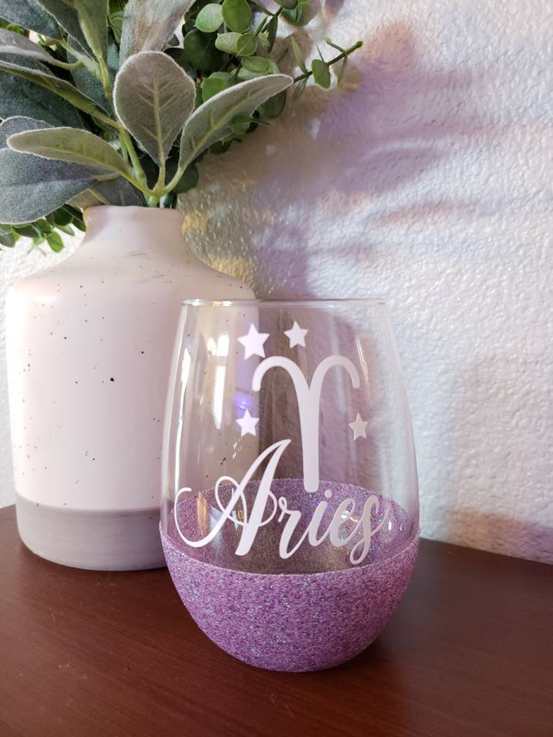 Zodiac Glitter Wine Glass Taurus Gift Taurus Girl Taurus Aries Gift ...