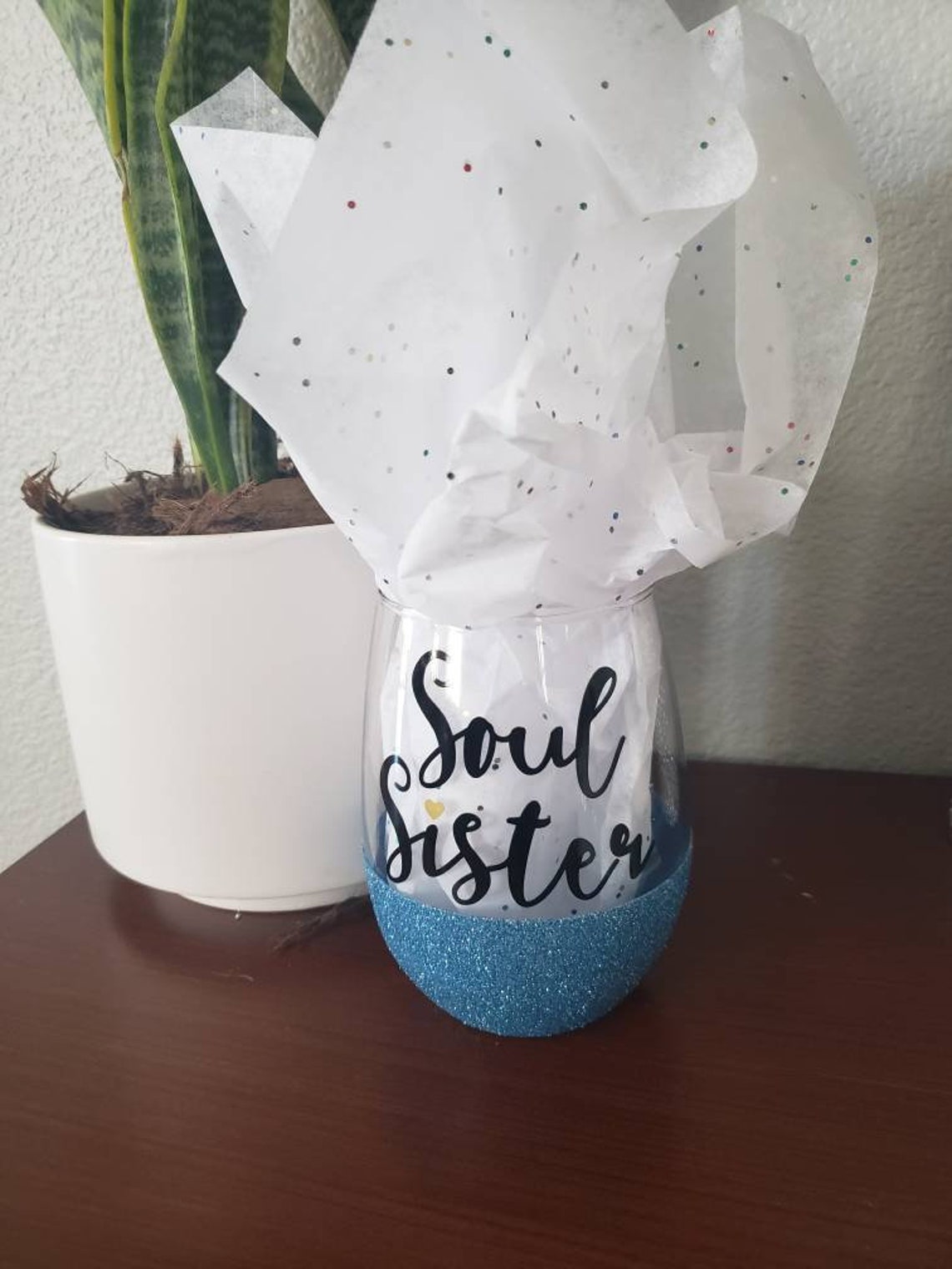 Soul Sister Glitter Wine Glass Custom Wine Glass Friend T Best Friend T Stemless Wine