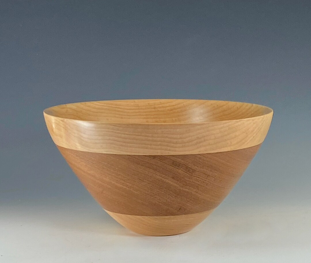 Bowl Turned From Sapele african Mahogany, With Bands of Figured Maple ...