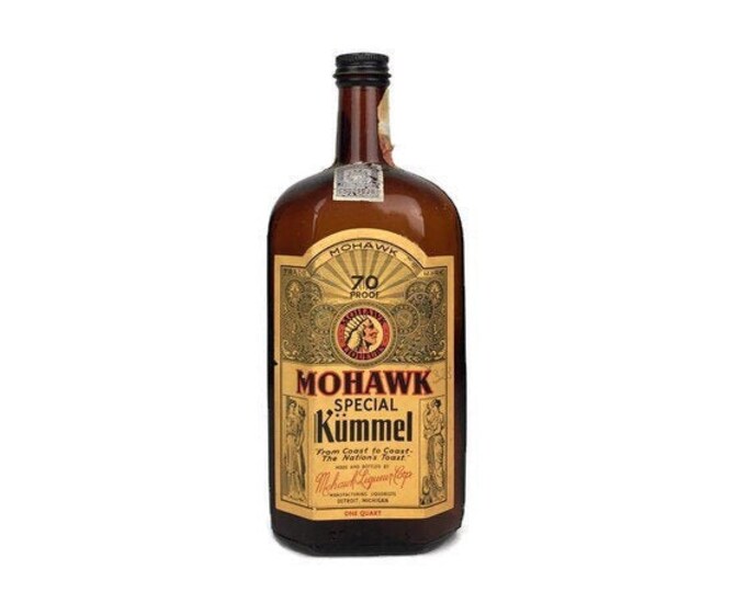 Vintage Amber Detroit Michigan Alcohol Bottle 1940s Mohawk Liqueur ...