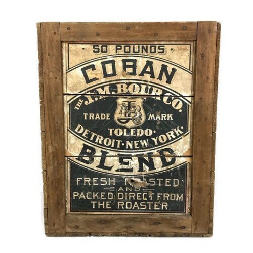 Antique Coffee Crate Paper Label Coffee Table 50 Pound Coban - Etsy