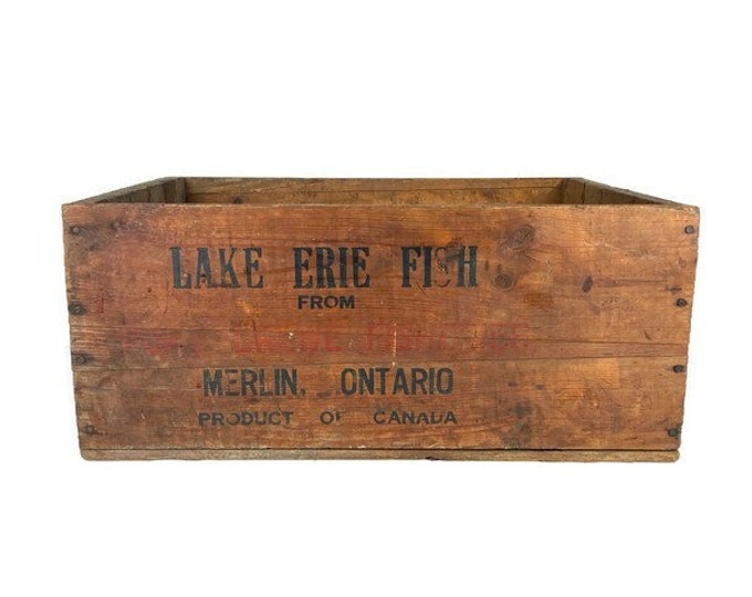 Antique Lake Erie Fish Wood Crate Large Vintage Nautical Crate Merlin ...