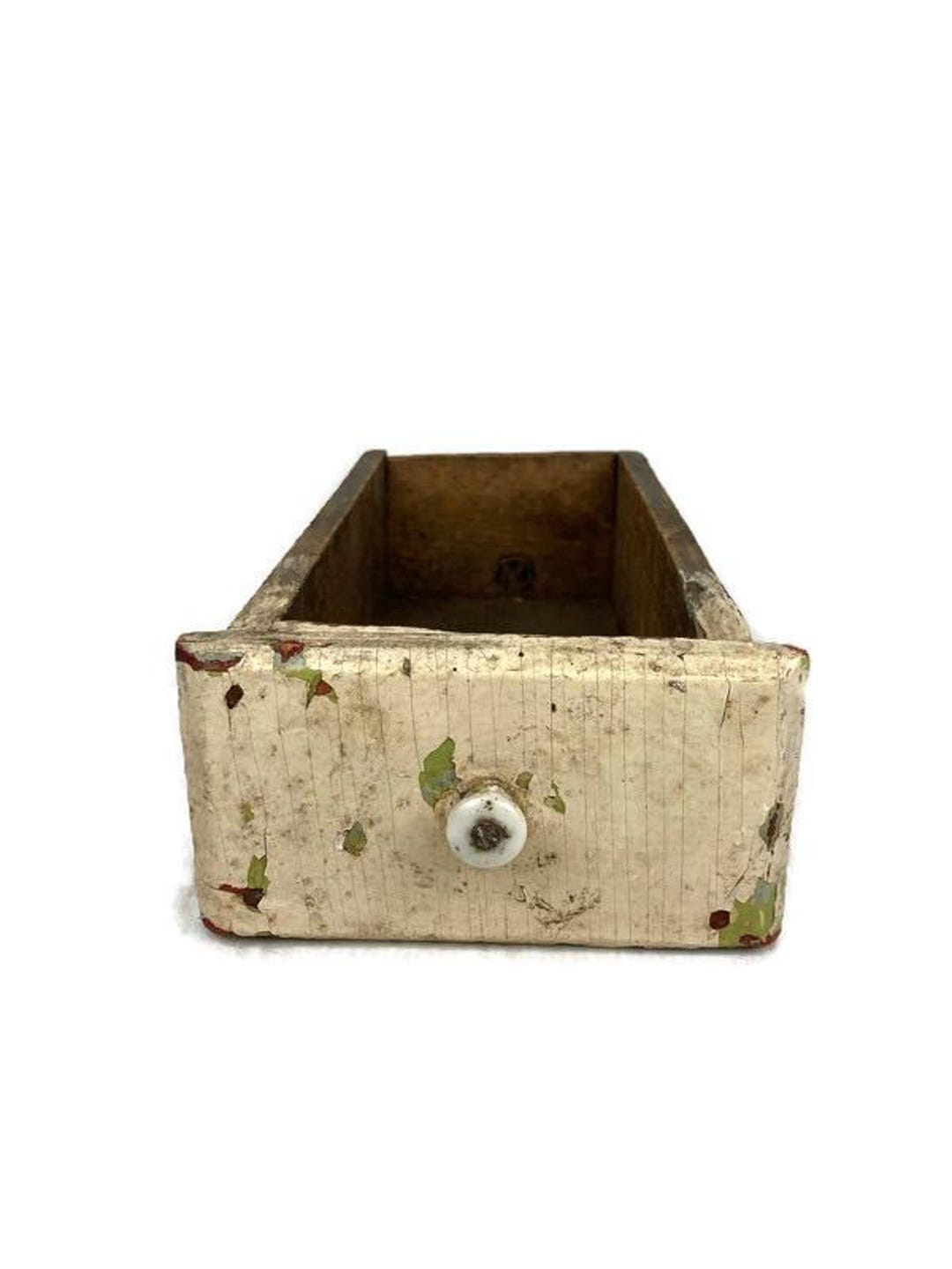 Vintage Wood Crate Drawer Homemade Wooden Drawer Primitive Chipped ...