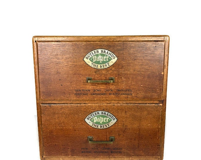 Large Antique Butler Brands Paper Two Drawer Cabinet - Etsy