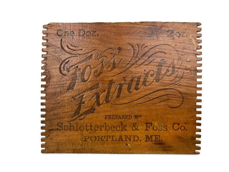 Antique Wood Foss Extracts Sign Crate Panel Schlotterbeck & Foss ...