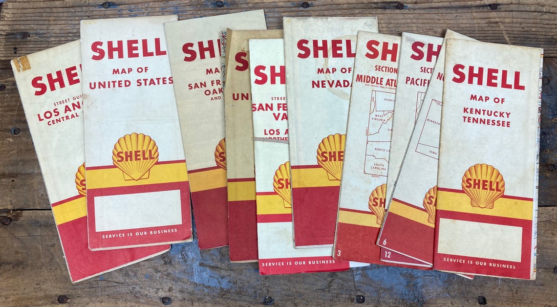 Vintage Shell Gasoline Travel Maps Set of Ten 1950s - Etsy