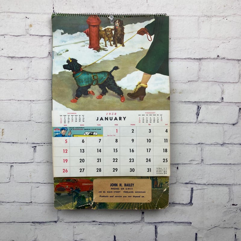1958 Calendar - Etsy