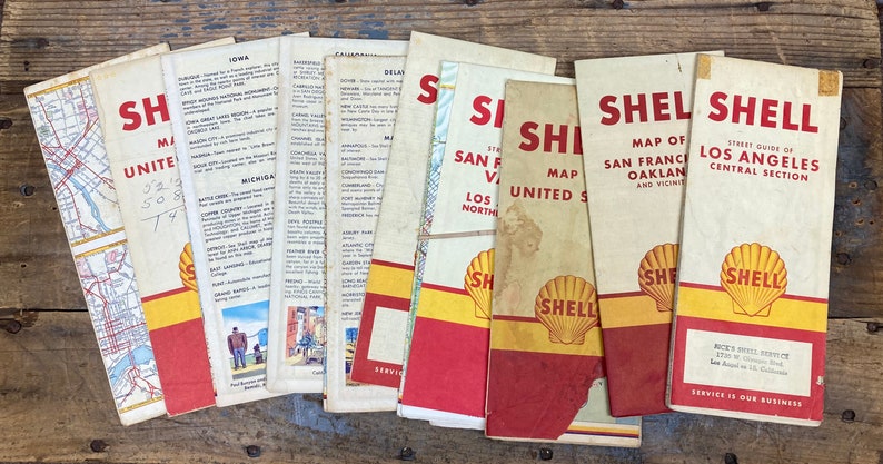 Vintage Shell Gasoline Travel Maps Set of Ten 1950s - Etsy