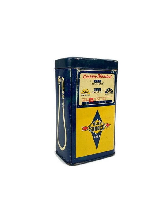 Vintage Blue Sunoco Gas Pump Coin Bank Tin Litho Metal Gas - Etsy