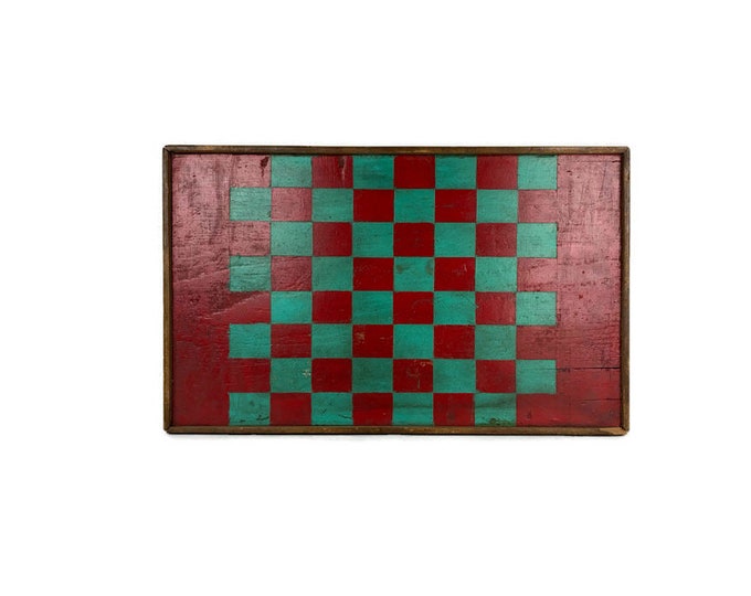 Antique Game Board Checkers Wooden Game Board Red Blue - Etsy