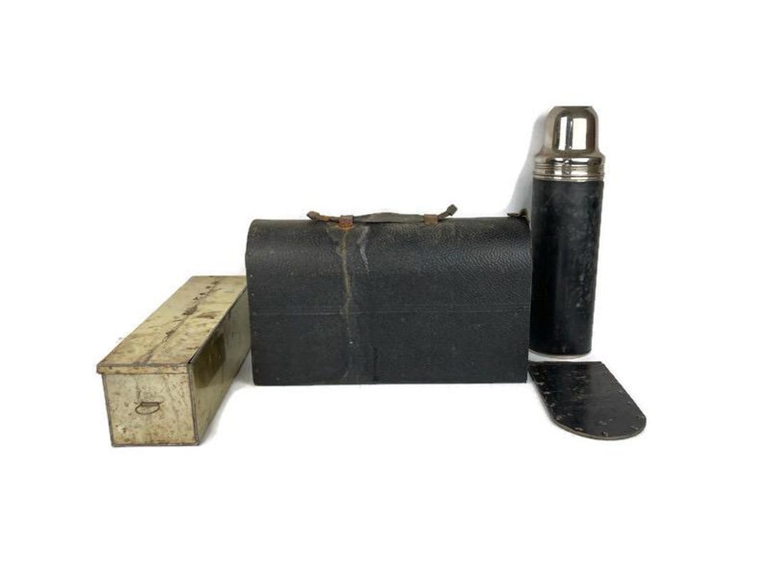 Antique Universal Leather and Metal Lunch Box Vintage 1900s Metal Lunch ...