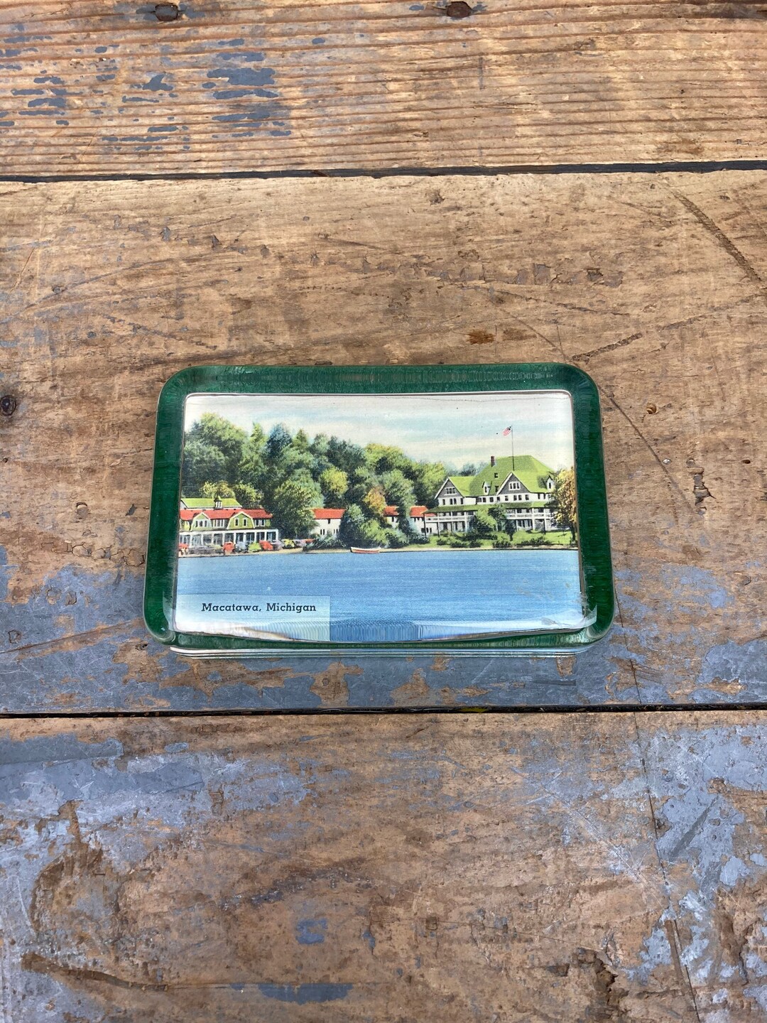 Antique Post Card Glass Paperweight Macatawa Michigan - Etsy