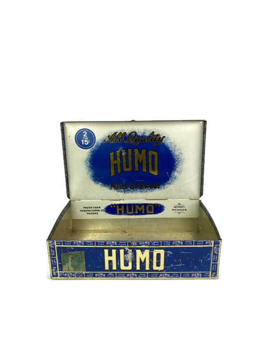 Vintage Humo Cigar Box Detroit Michigan Tobacco Tin 1930s Metal Humo ...