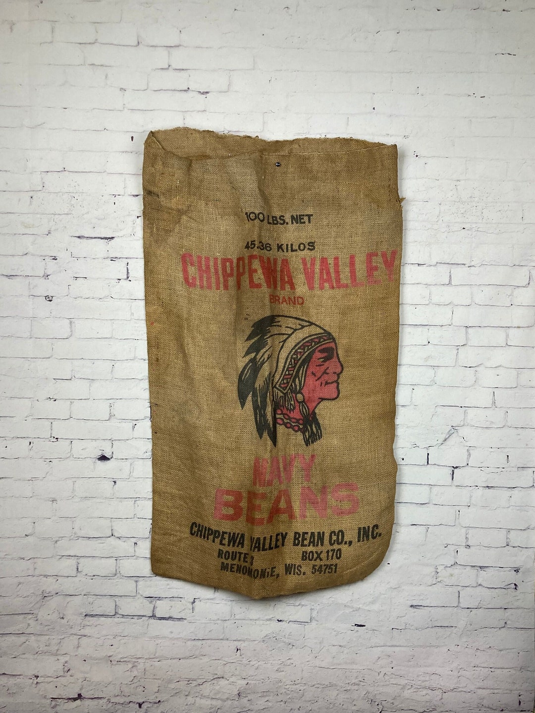 Vintage Chippewa Valley Burlap Navy Bean Bag Indian Chief - Etsy