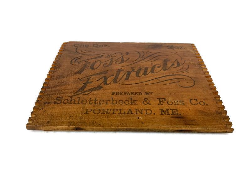 Antique Wood Foss Extracts Sign Crate Panel Schlotterbeck & Foss ...