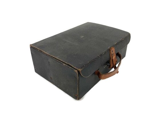 Antique Globe Leather Lunch Box Vintage 1900s Lunch B… - Gem