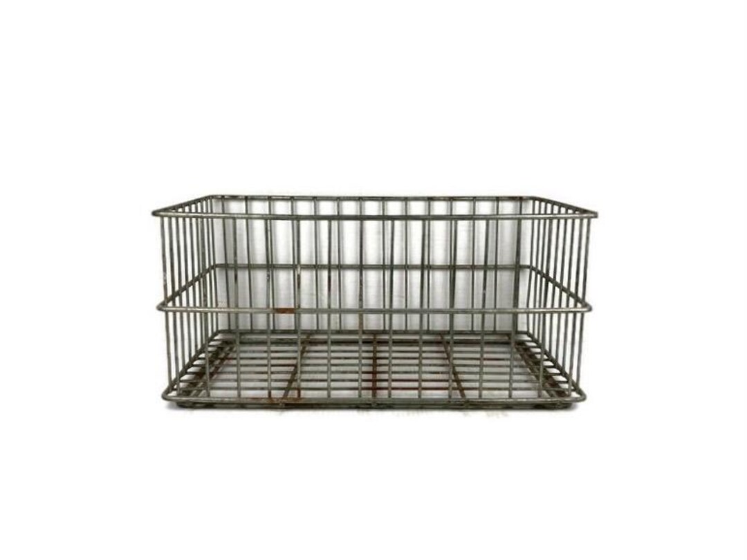 Vintage Wire Crate Metal Industrial Crate Farm Crate Dairy Crate Rusty ...