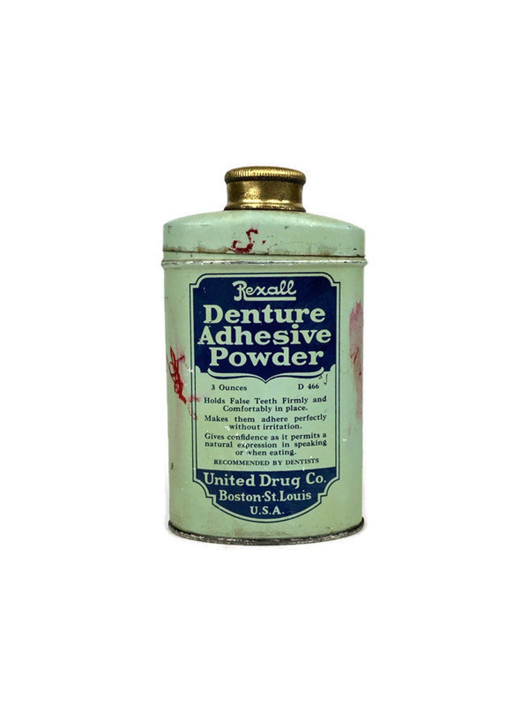 Vintage 1930s Rexall Denture Adhesive Powder - Etsy