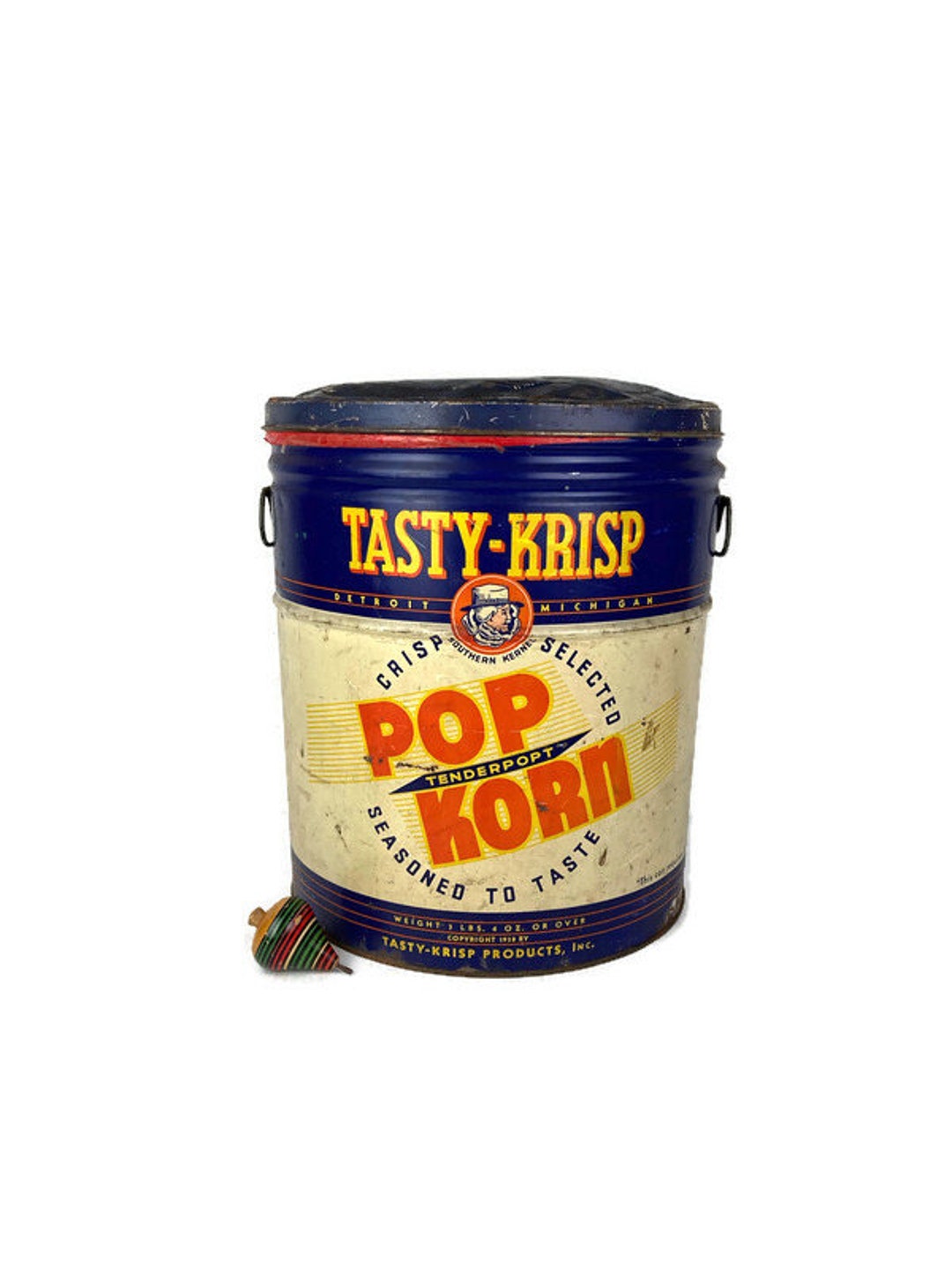 1938 Tasty Krisp Pop Korn Large Advertising Can Rare Popcorn Tin - Etsy