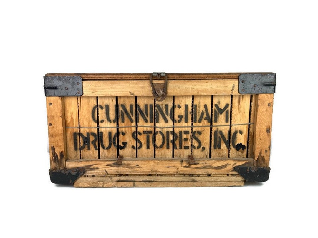 Vintage Large Slat Crate Cunningham Drug Stores Pharmacy - Etsy