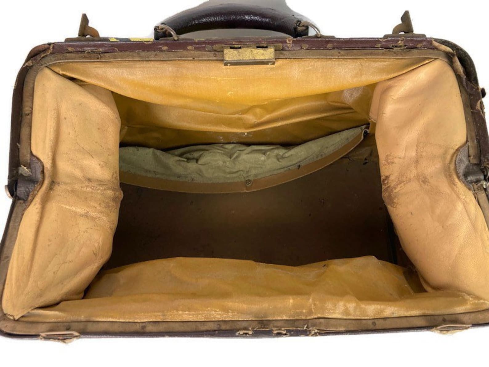 Small Antique Doctors Bag Sticker Covered Black Leather Vintage Doctor ...