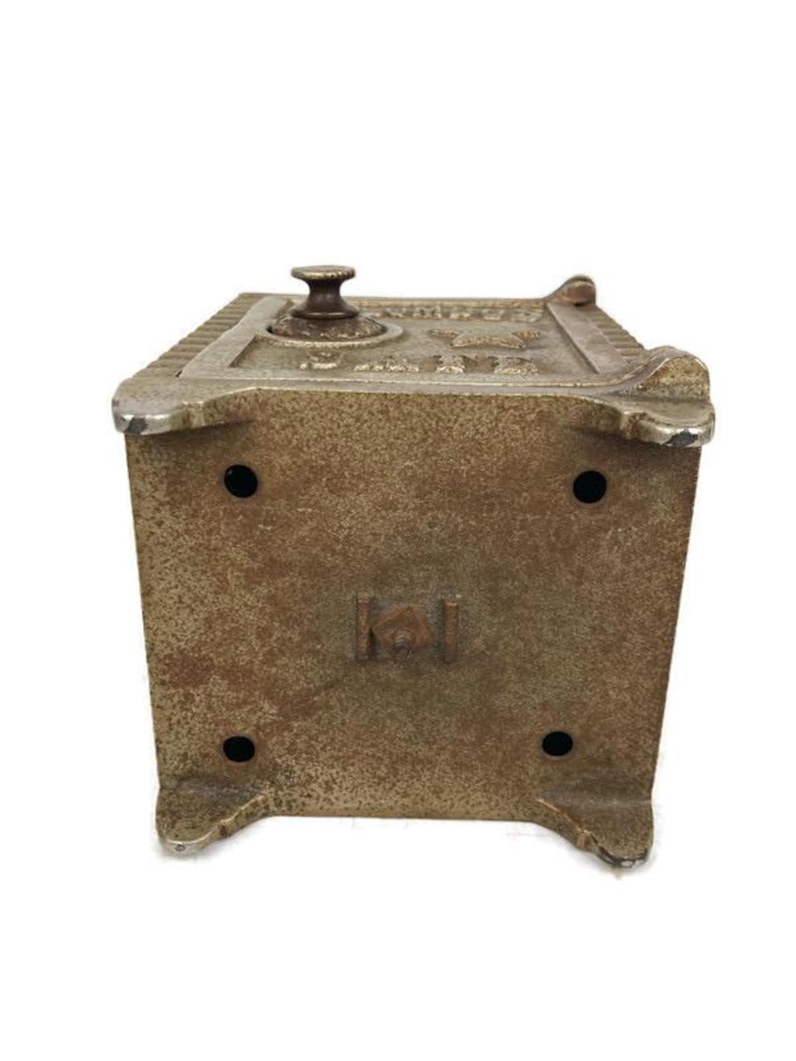 Antique Columbus Safe Cast Iron Coin Deposit Bank Small Toy Coin Bank ...