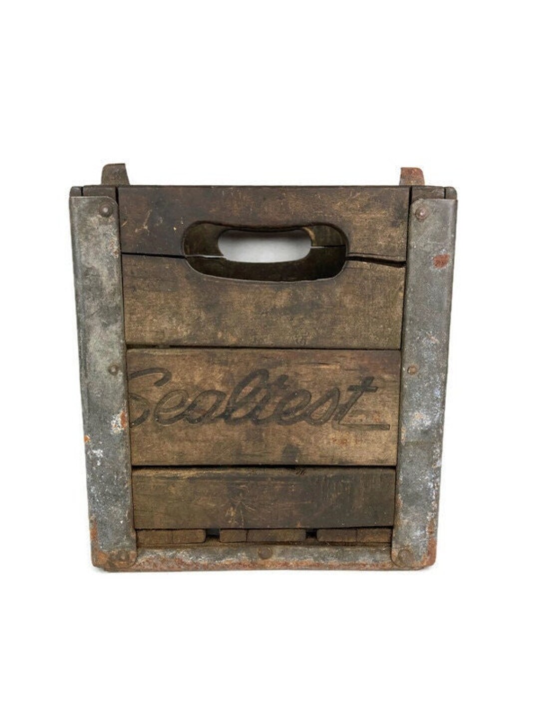 Vintage Wood Crate Sealtest Dairy Crate Metal and Wood Dairy Crate ...