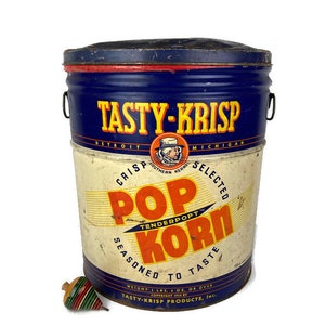 1938 Tasty Krisp Pop Korn Large Advertising Can Rare Popcorn Tin - Etsy