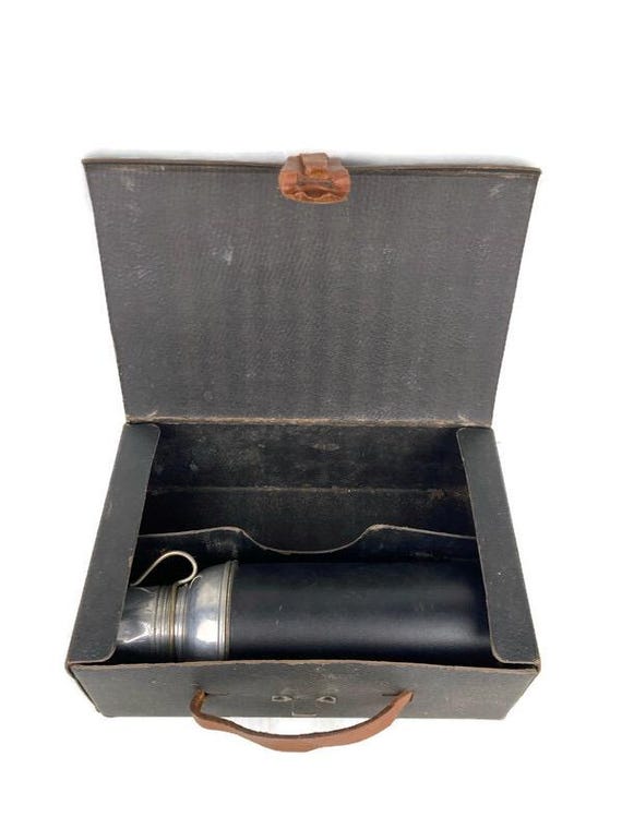 Antique Globe Leather Lunch Box Vintage 1900s Lunch B… - Gem