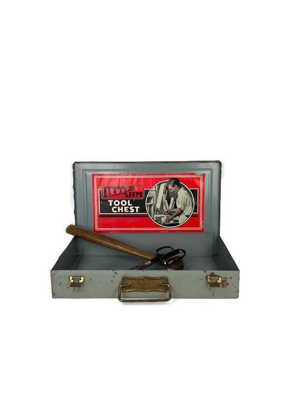 Vintage 1950s Metal Little Jim Tool Chest Box | Etsy