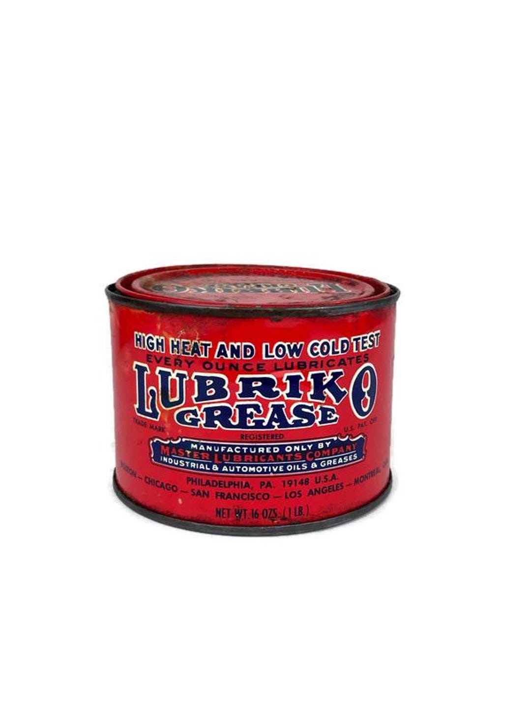 Vintage Lubriko Grease Oil Can Small 1940s Master Lubrication Company ...