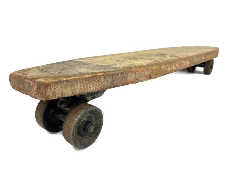 Vintage Wood Skateboard 1960s Wooden Skateboard Metal Wheels - Etsy